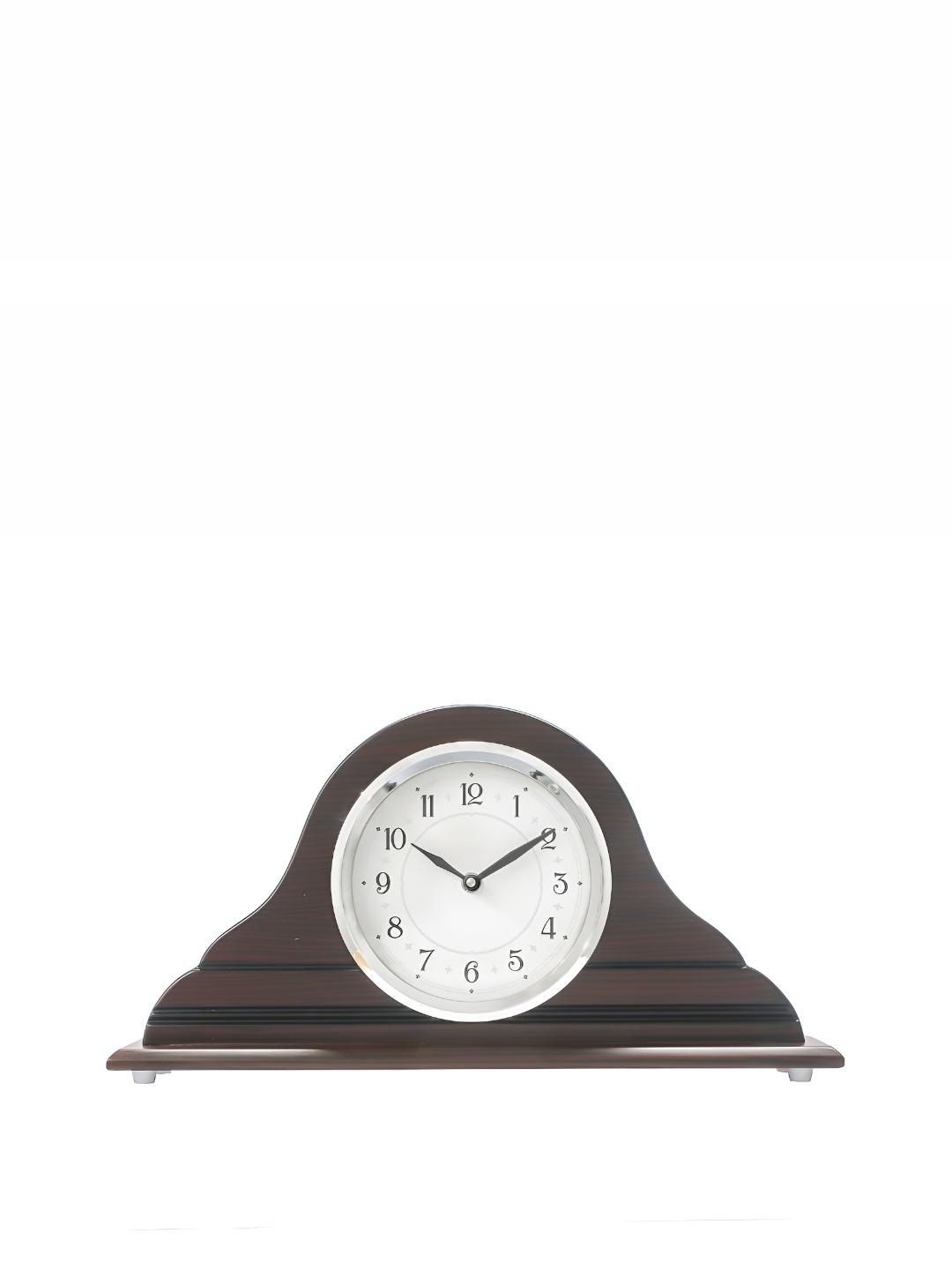 Buy CHRONIKLE Brown & White Wooden Traditional Table Clock - Clocks for ...