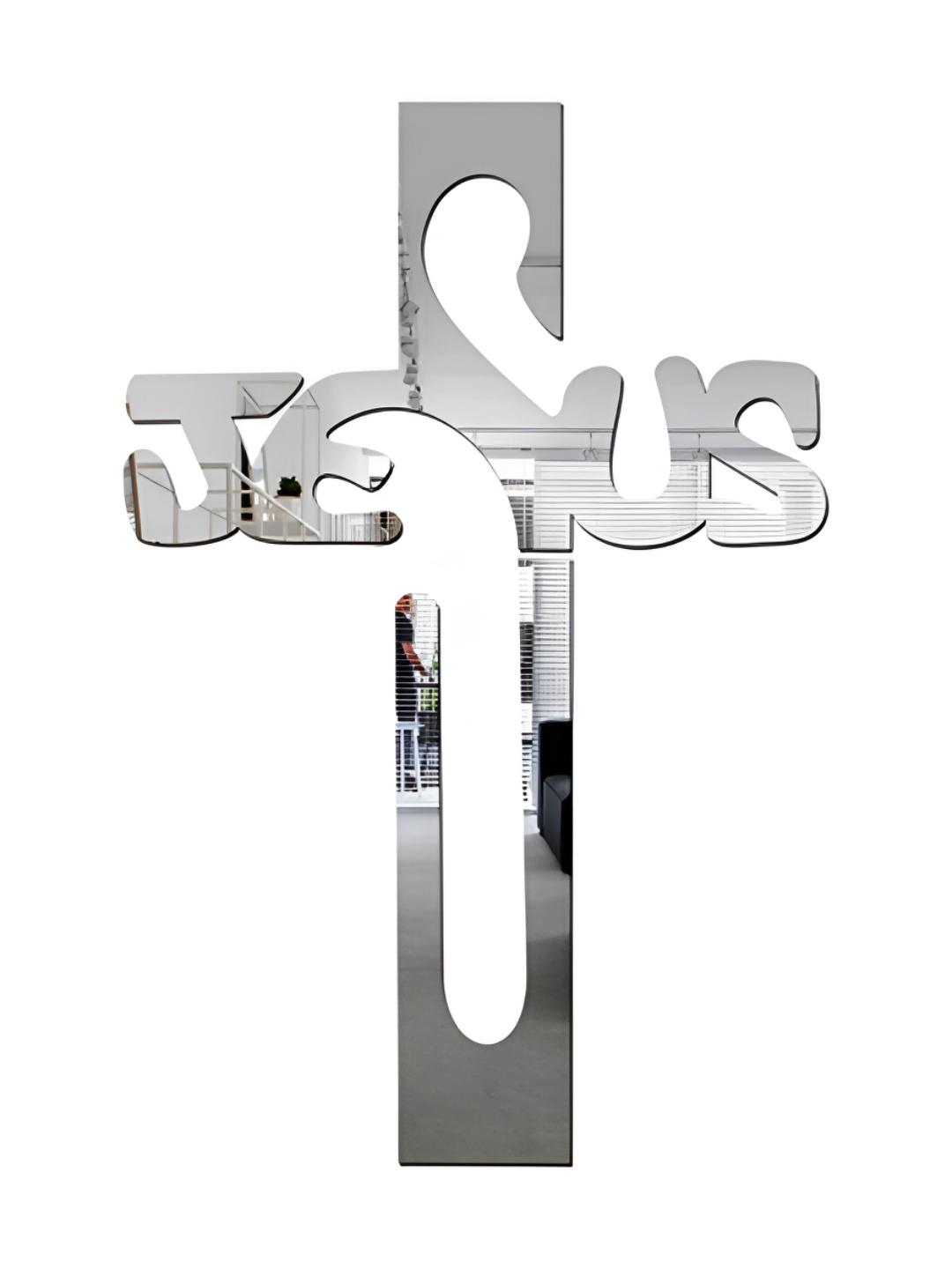 Buy Wall1ders Silver Toned Jesus Acrylic Mirror Wall Stickers - Decals ...
