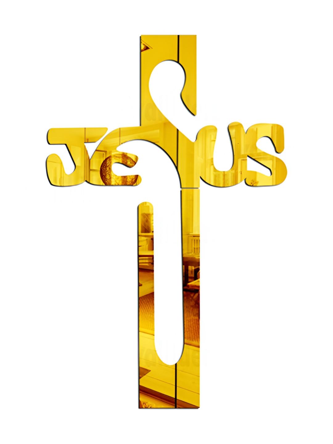 Buy Wall1ders Gold Toned Jesus Acrylic Mirror Wall Stickers - Decals ...