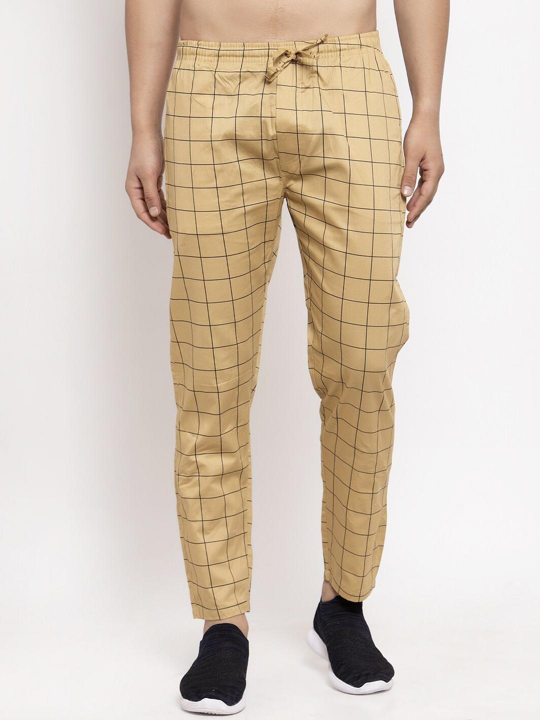 Buy JAINISH Men Mid Rise Checked Pure Cotton Track Pant - Track Pants ...