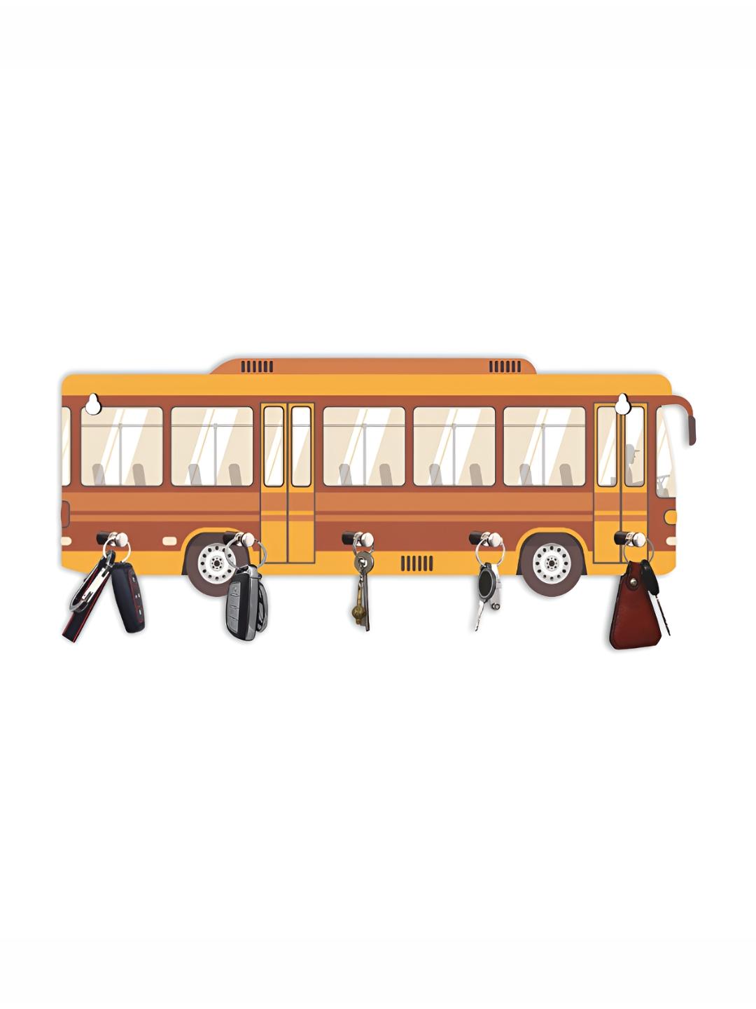 Buy CVANU Brown Wooden 5 Hooks Bus Key Holders - Key Holders for Unisex ...