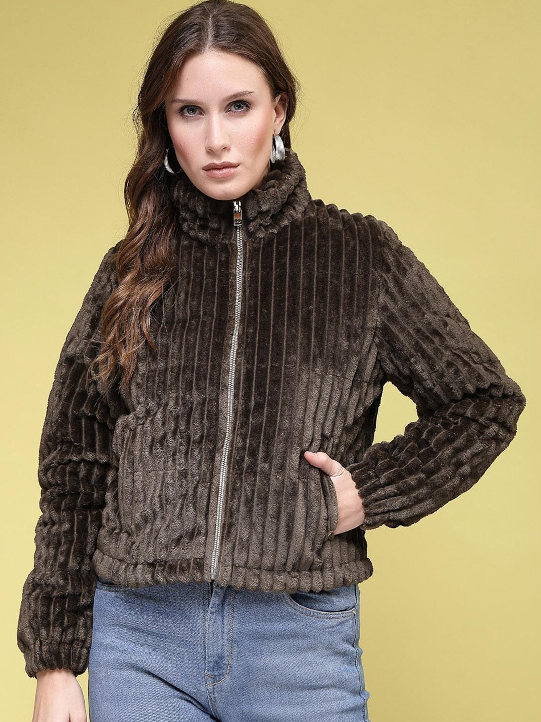 Buy Juelle Self Design Mock Collar Tailored Jacket - Jackets for Women ...