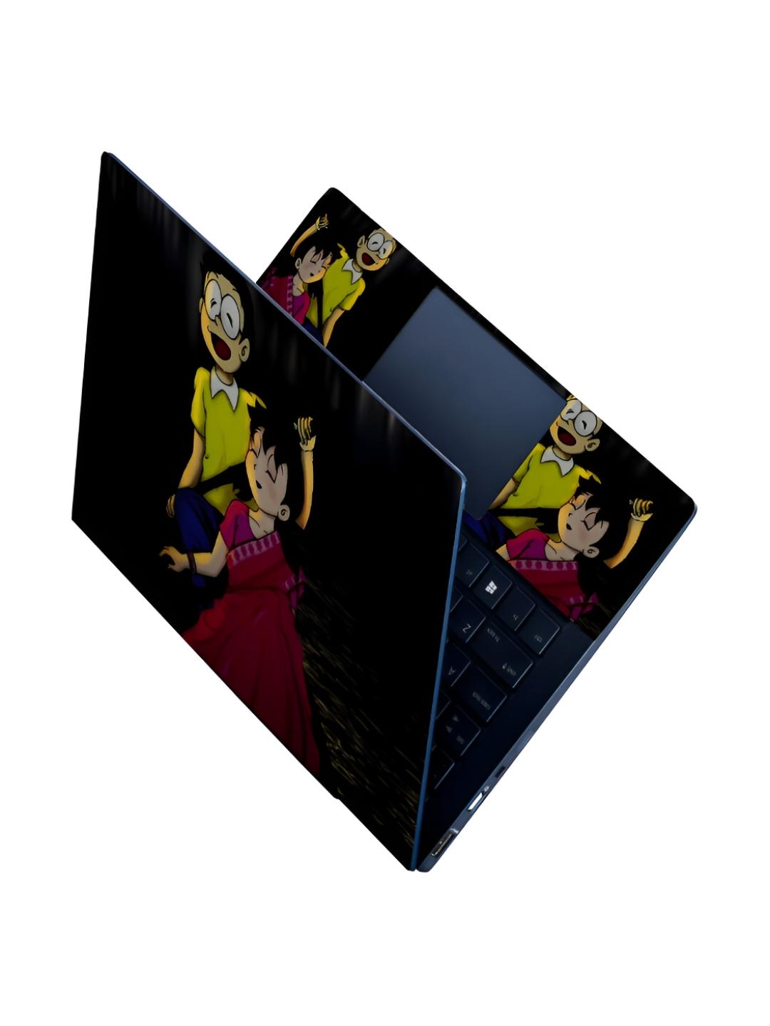 Buy CVANU Black & Red Nobita & Shizuka Printed Self Adhesive Laptop ...