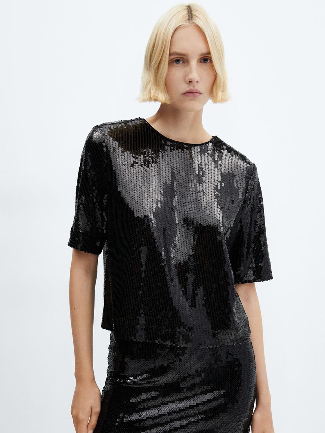 Buy MANGO Round Neck Embellished Top - Tops for Women 26411690 | Myntra