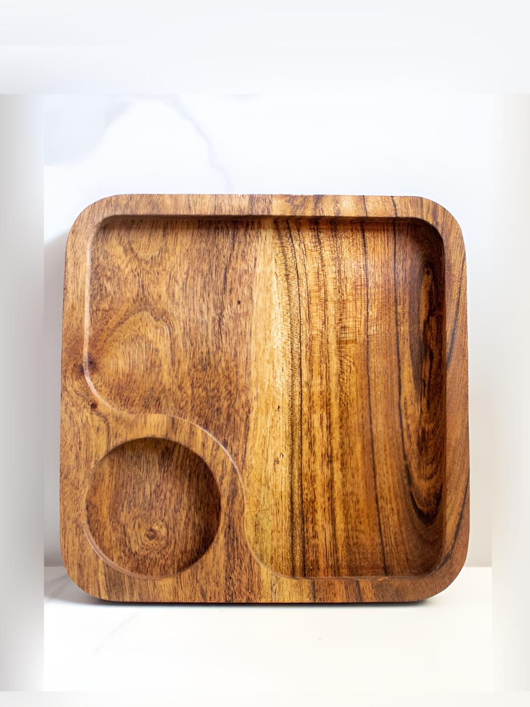 Buy BYORA HOMES Brown Wooden Food Platter - Food Platter for Unisex ...