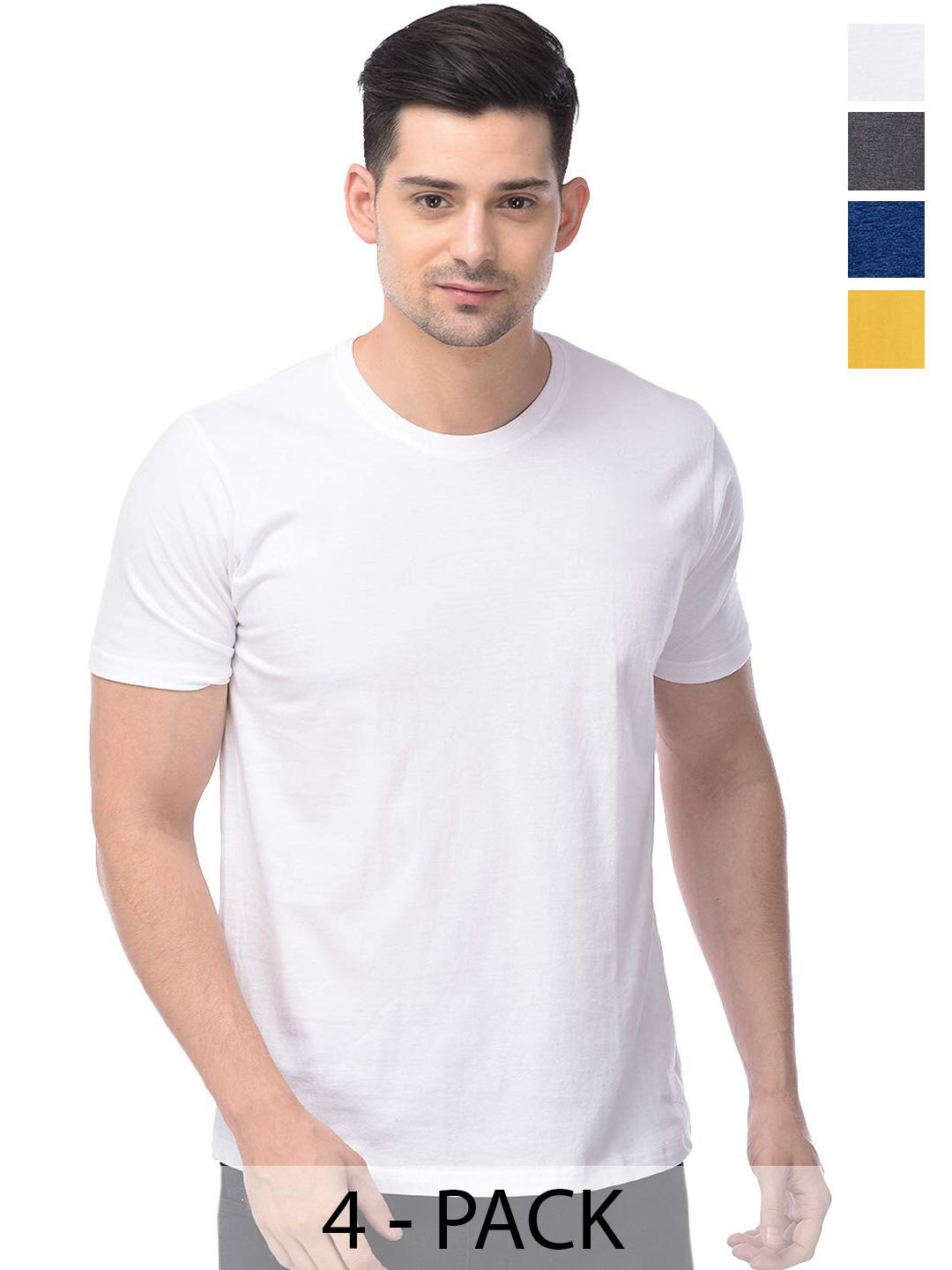 Buy COLOR CAPITAL Pack Of 4 Round Neck Cotton T Shirts - Tshirts for ...