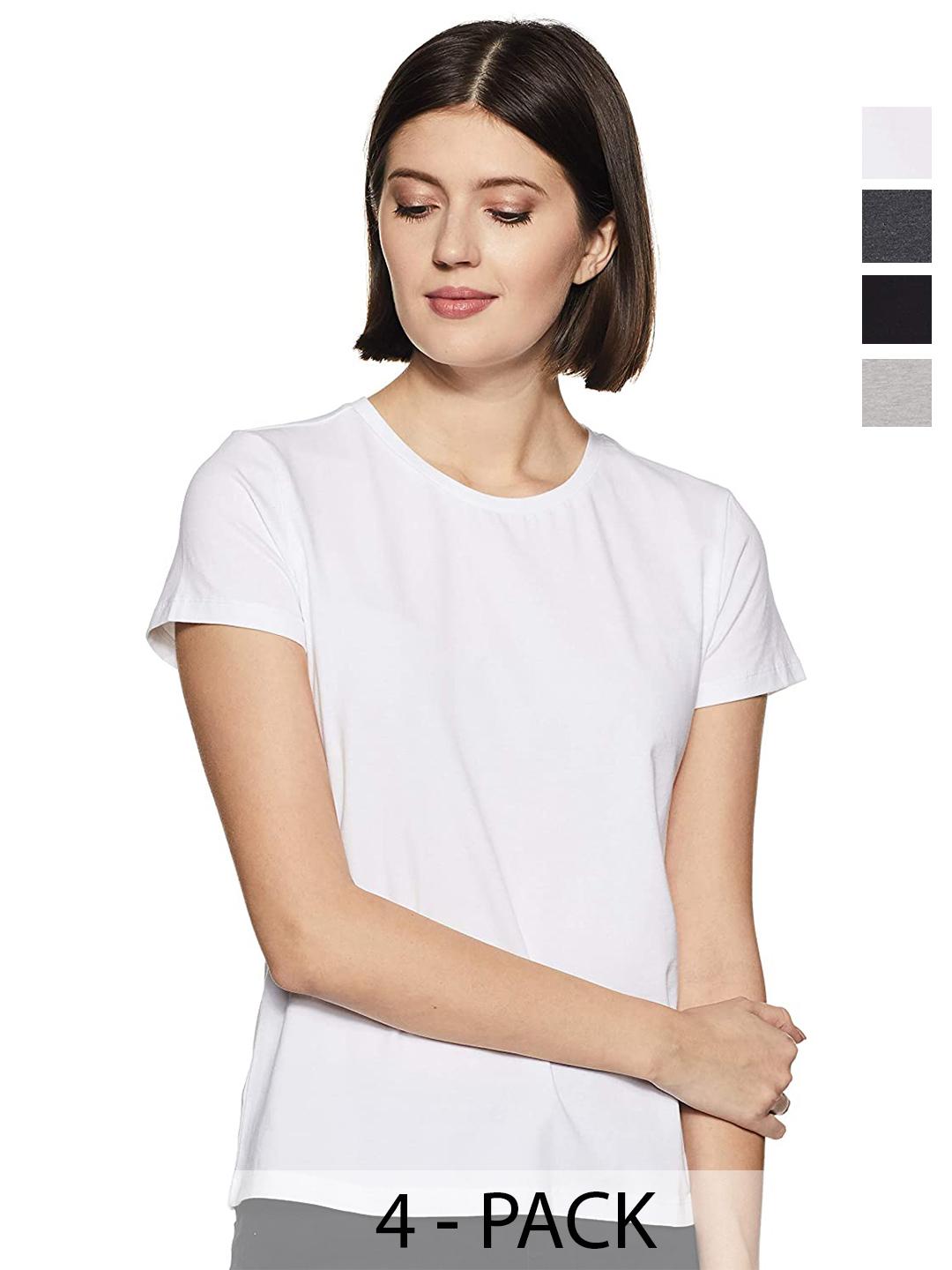 Buy COLOR CAPITAL Pack Of 4 Cotton T Shirts - Tshirts for Women ...
