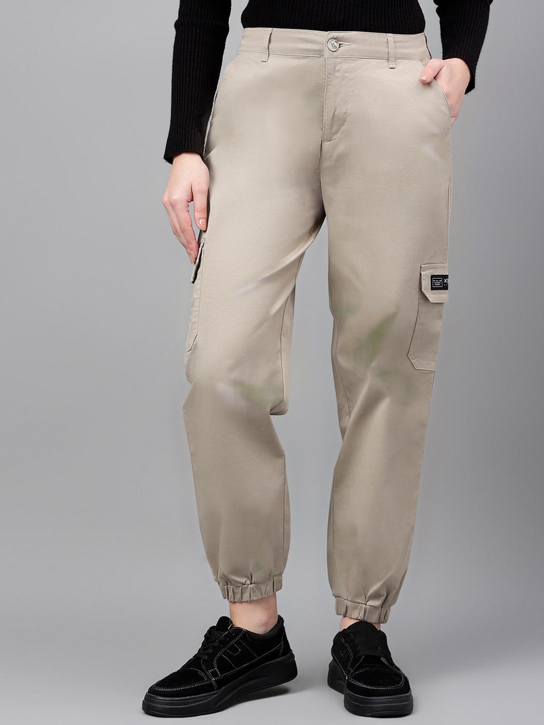 Buy Xpose Women Comfort High Rise Pure Cotton Joggers - Trousers for ...