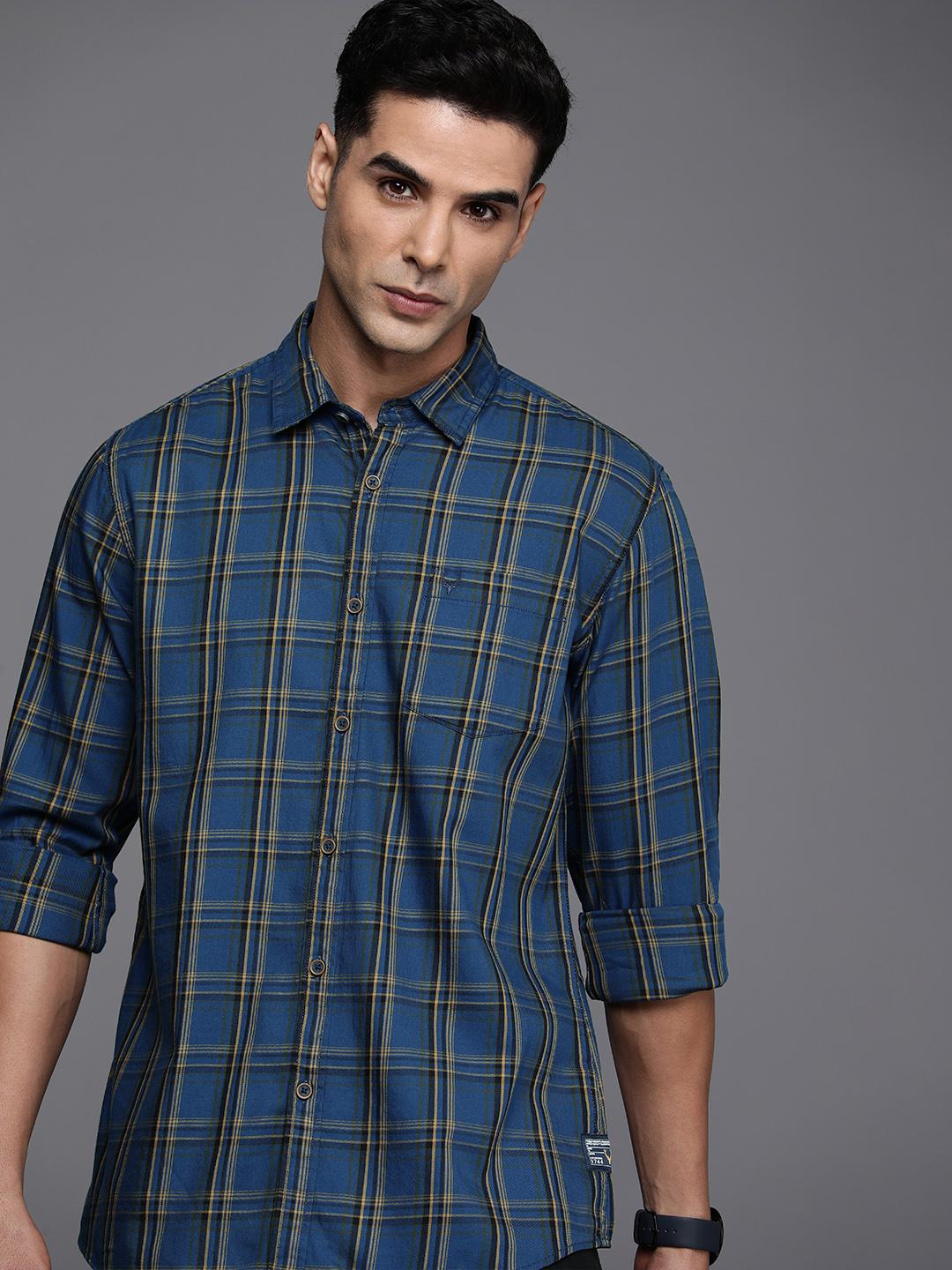 Buy Allen Solly Sport Pure Cotton Custom Slim Fit Checked Casual Shirt ...