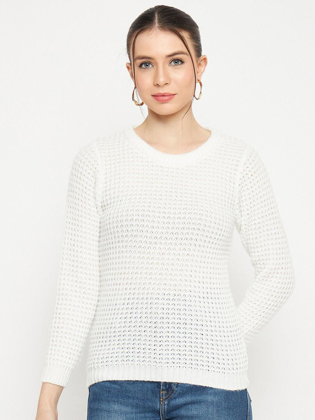 Buy CREATIVE LINE Open Knit Self Design Woollen Pullover Sweater - Tops ...