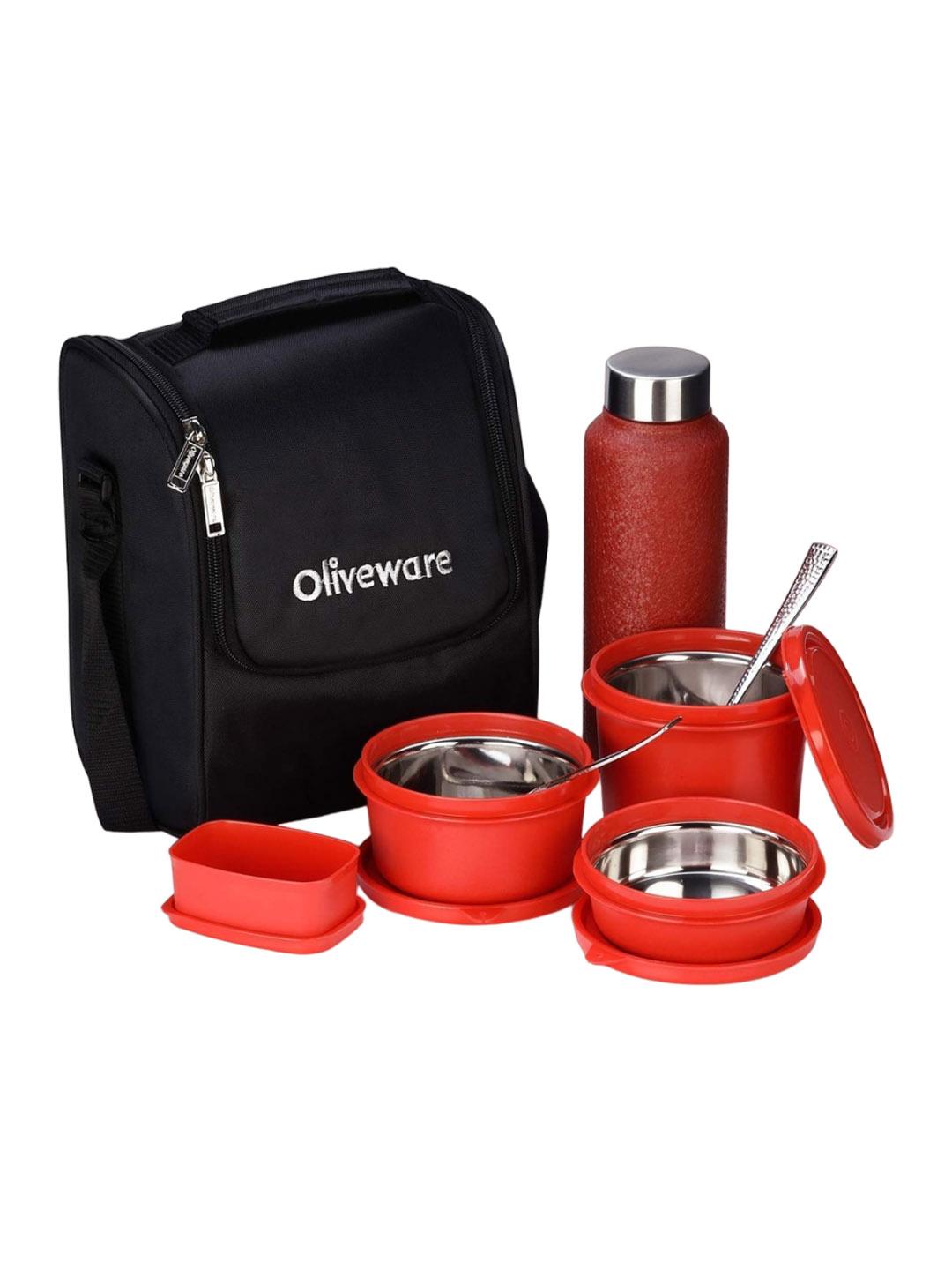 Buy SOPL OLIVEWARE LB105A Red Dishwasher And Microwave Safe 5PCs Lunch ...