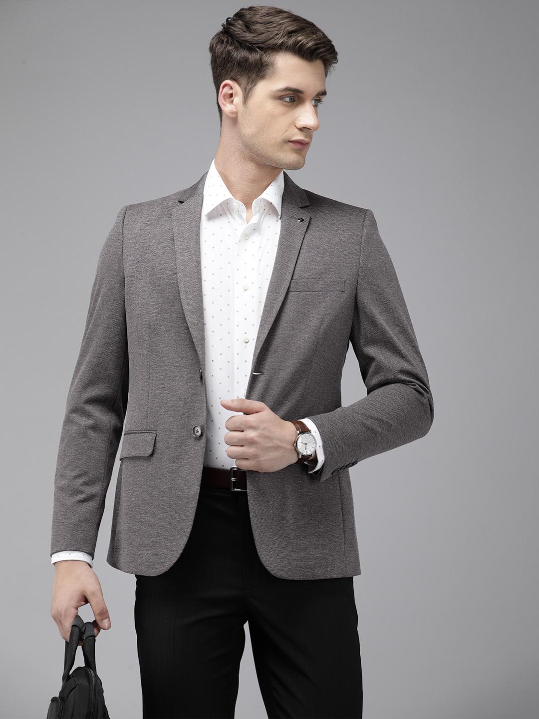 Buy Van Heusen Ultra Slim Fit Self Design Formal Blazer - Blazers for ...
