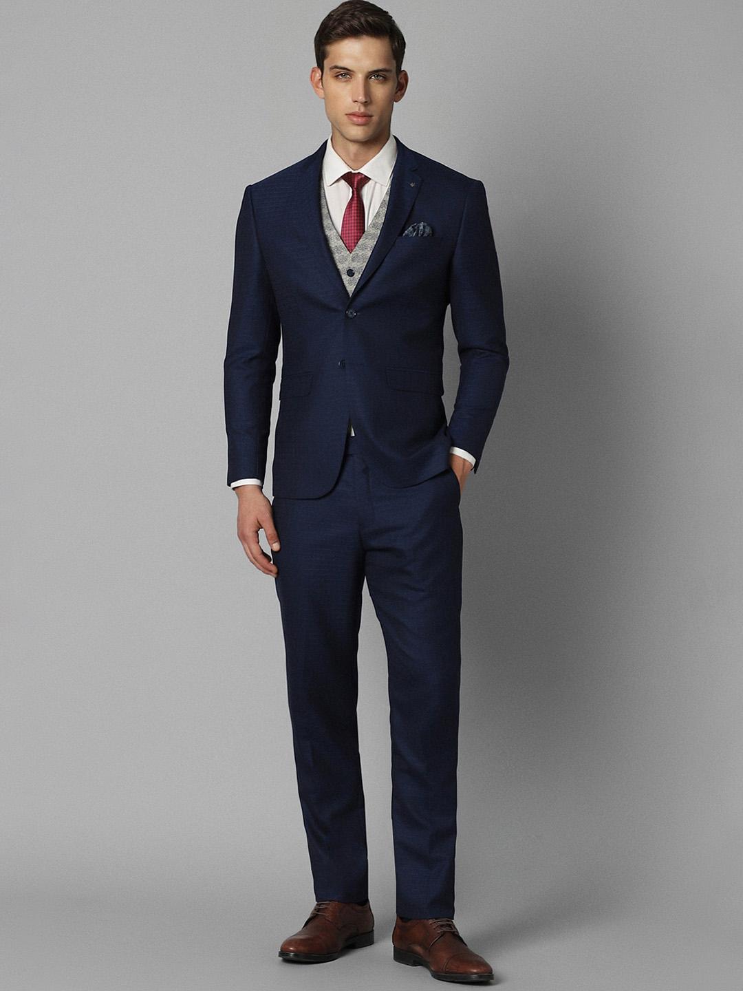 Buy Louis Philippe Self Design Slim Fit Single Breasted 3 Piece Formal Suit - Suits for Men ...