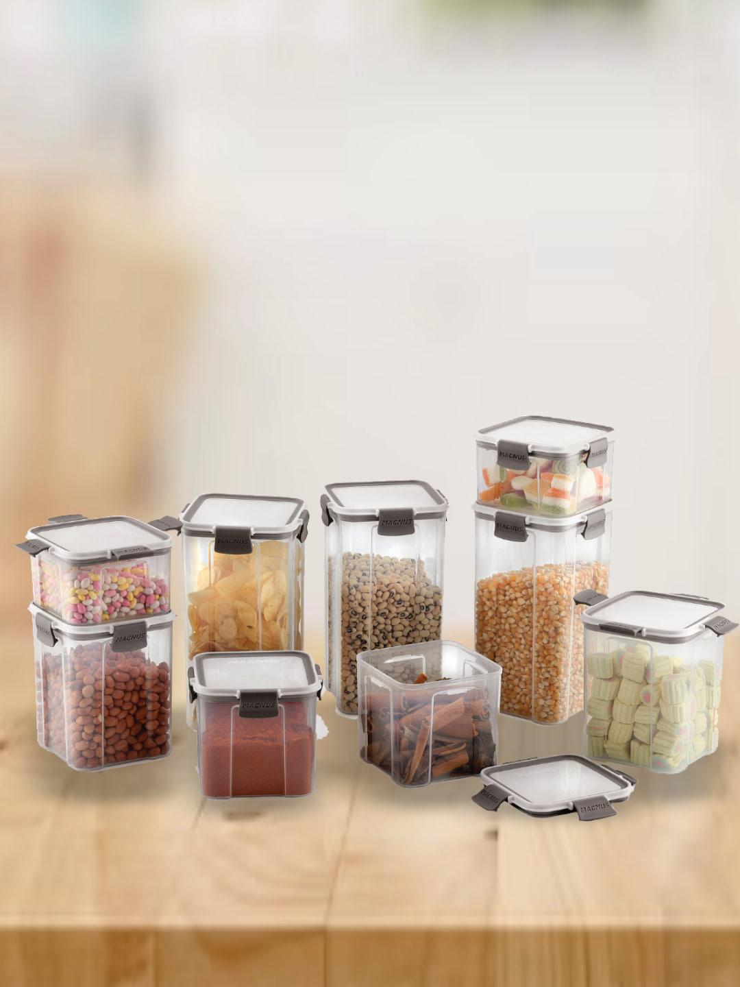 Buy Magnus Modulock Grey Plastic Air Tight 9 Piece Clip On Canister ...
