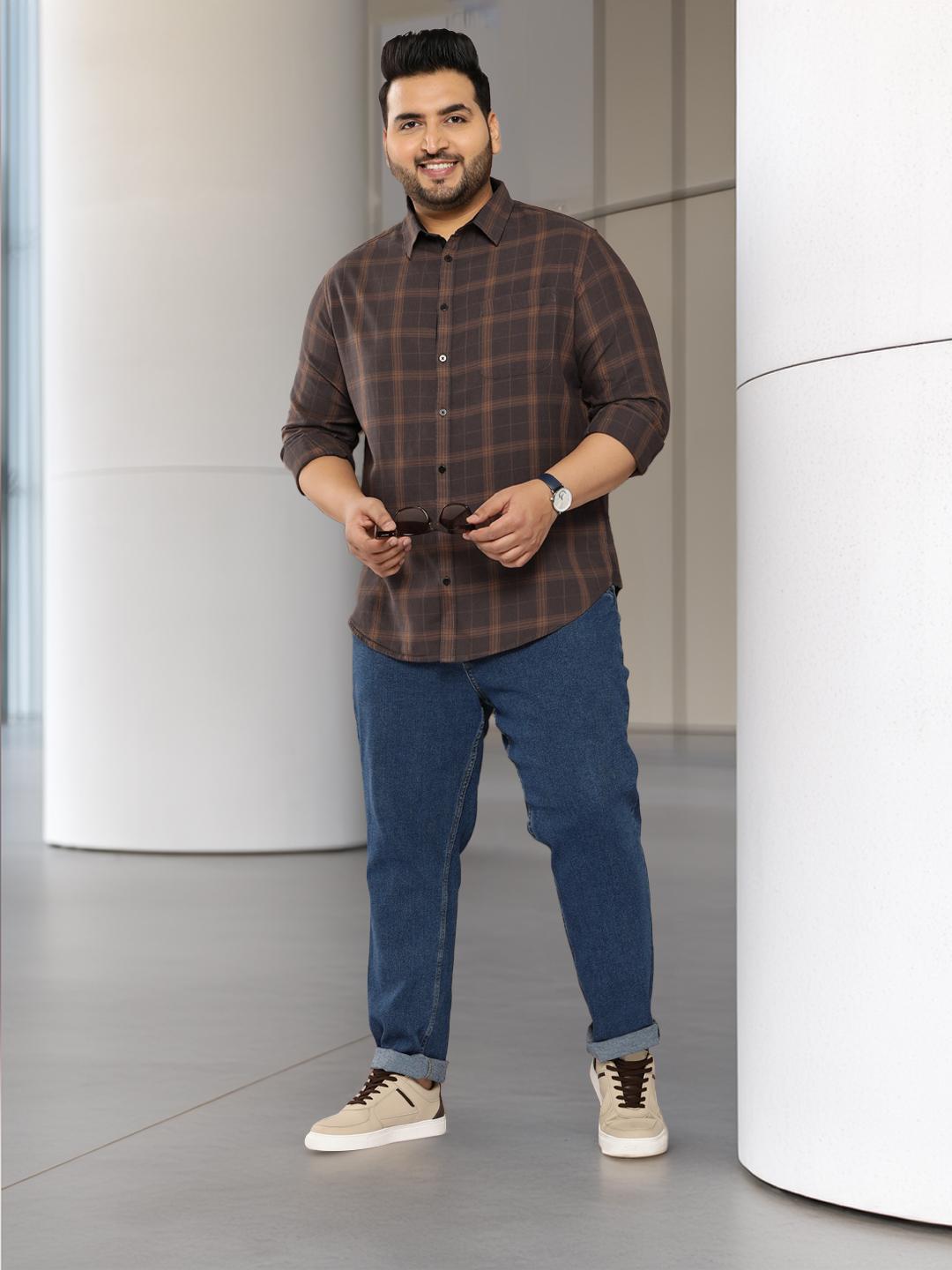 Buy Sztori Plus Size Pure Cotton Checked Casual Shirt - Shirts for Men ...