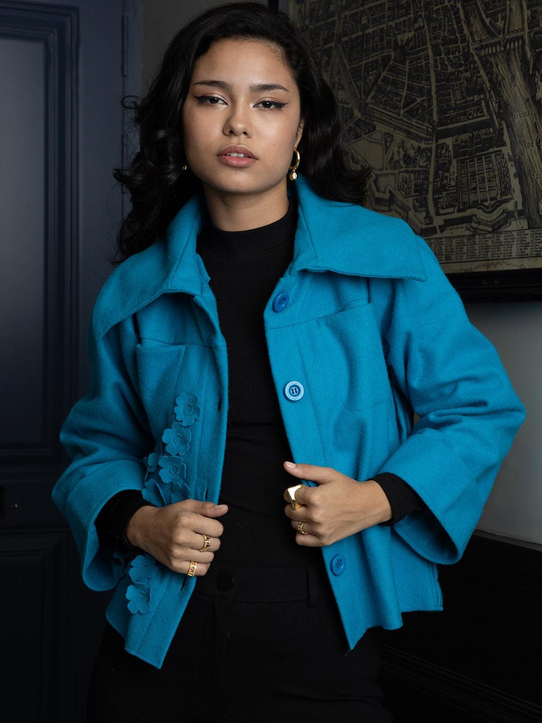 Buy Rhe Ana Spread Collar Woollen Tailored Jacket - Jackets for Women ...