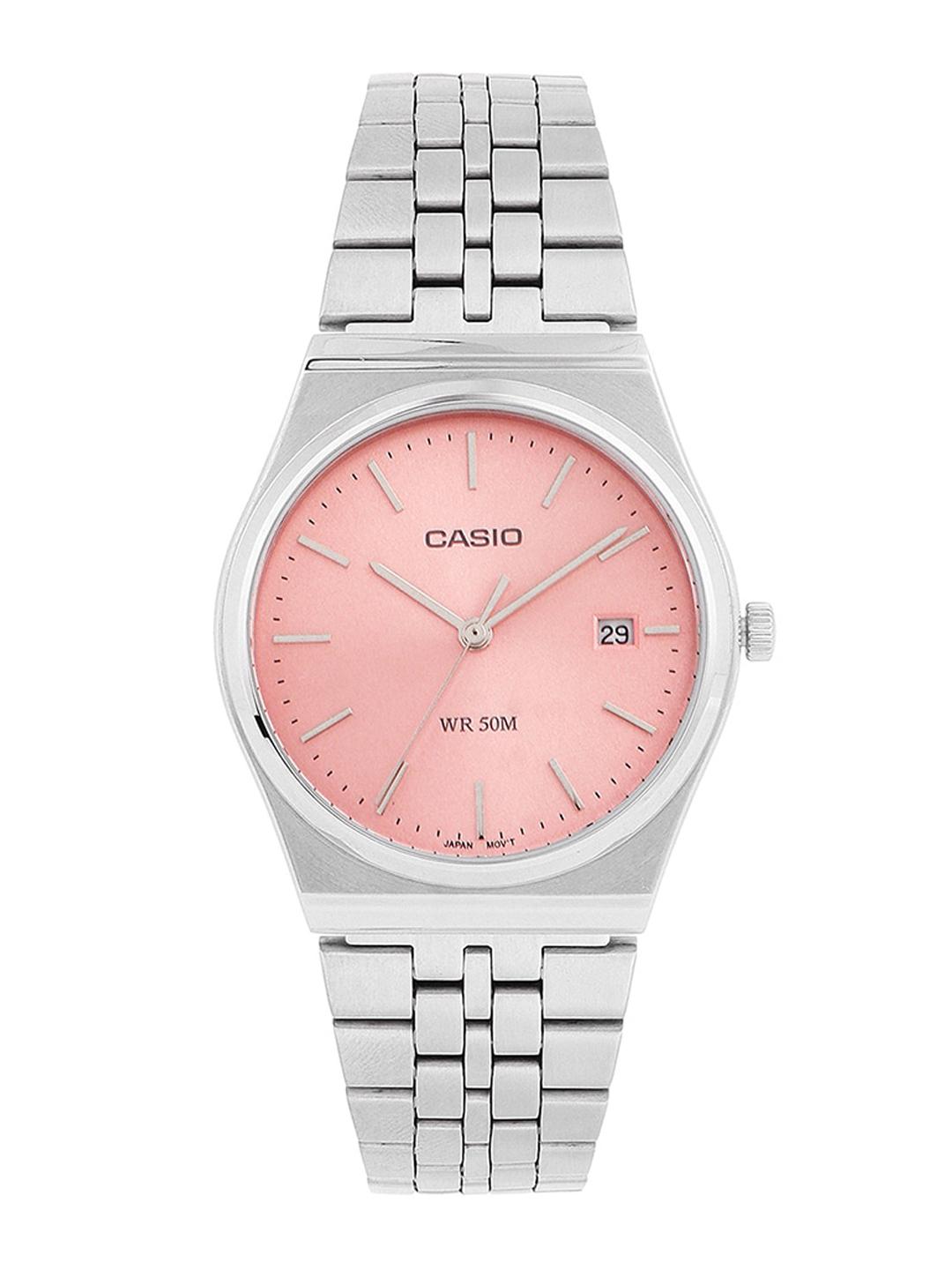 Buy CASIO Men Textured Dial Stainless Steel Reset Time Analogue ...