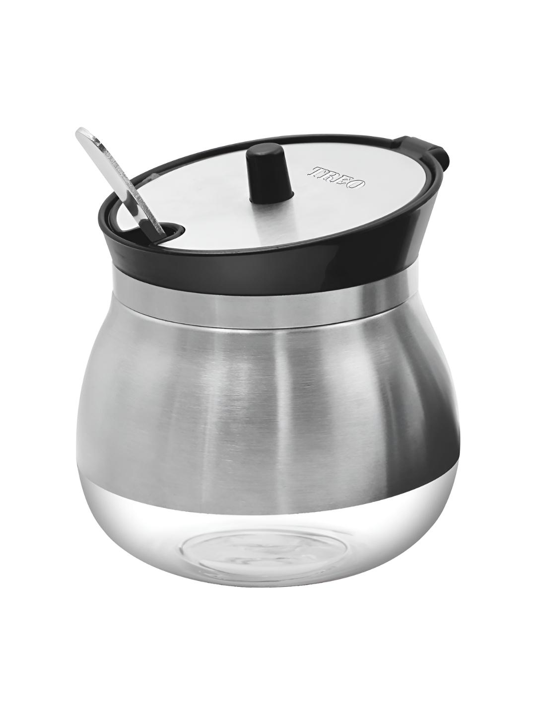 Buy Treo Silver Toned Ghee Dani Storage Jar With Spoon 270 Ml - Oil ...