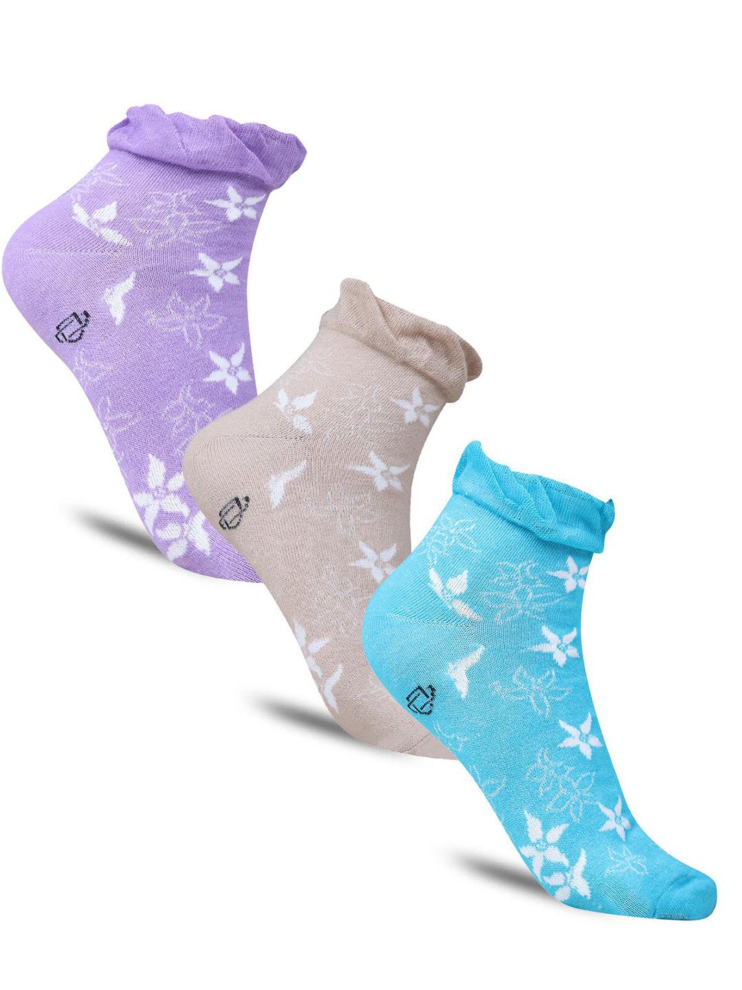 Buy Dollar Socks Women Pack Of 3 Patterned Cotton Ankle Length Socks ...