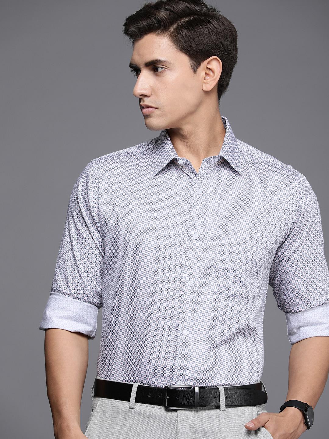 Buy Raymond Pure Cotton Slim Fit Opaque Printed Formal Shirt - Shirts ...