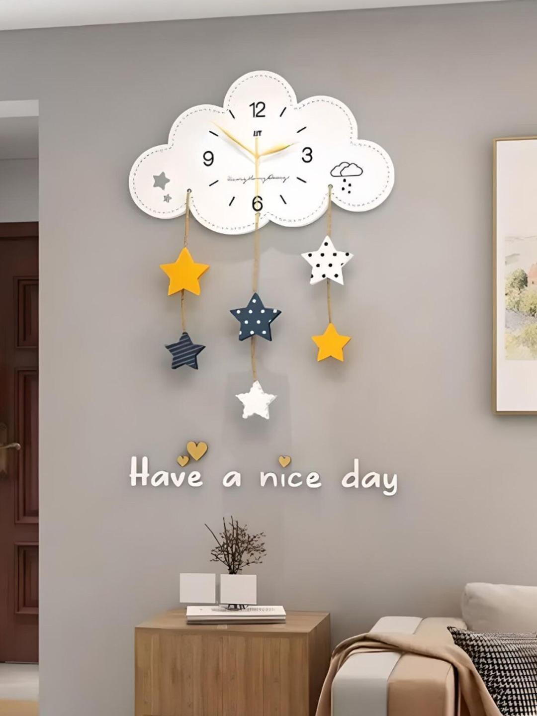Buy The Art House White & Yellow Abstract Shaped Wall Clock - Clocks ...