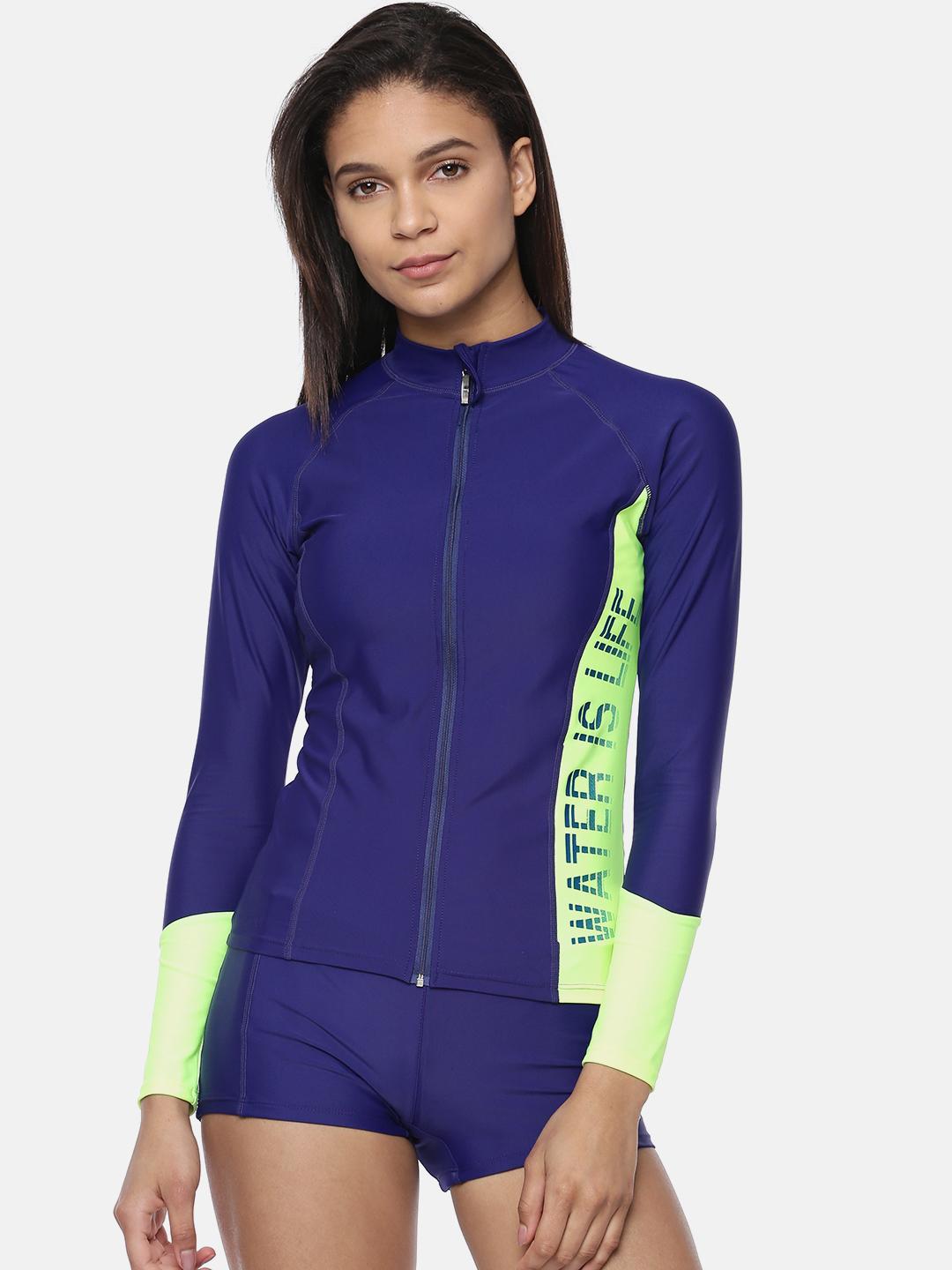 Buy Heart 2 Heart Blue & Fluorescent Green Printed Swim Suit ...