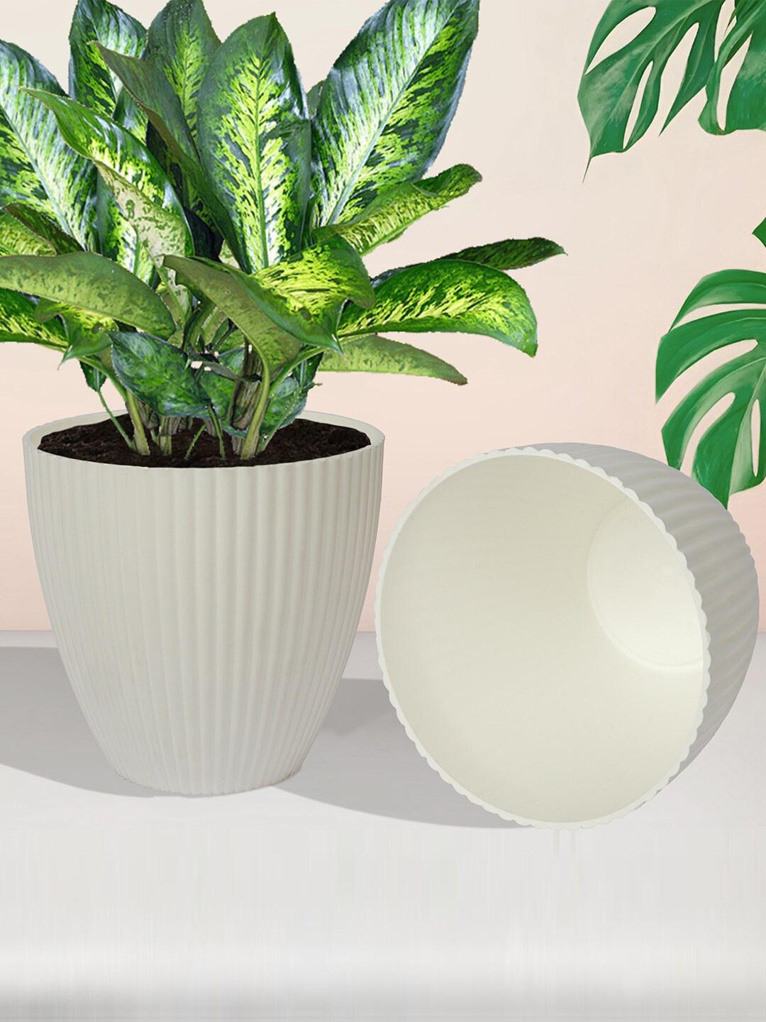 Buy Kuber Industries White 5 Pieces Balcony Textured Planters ...