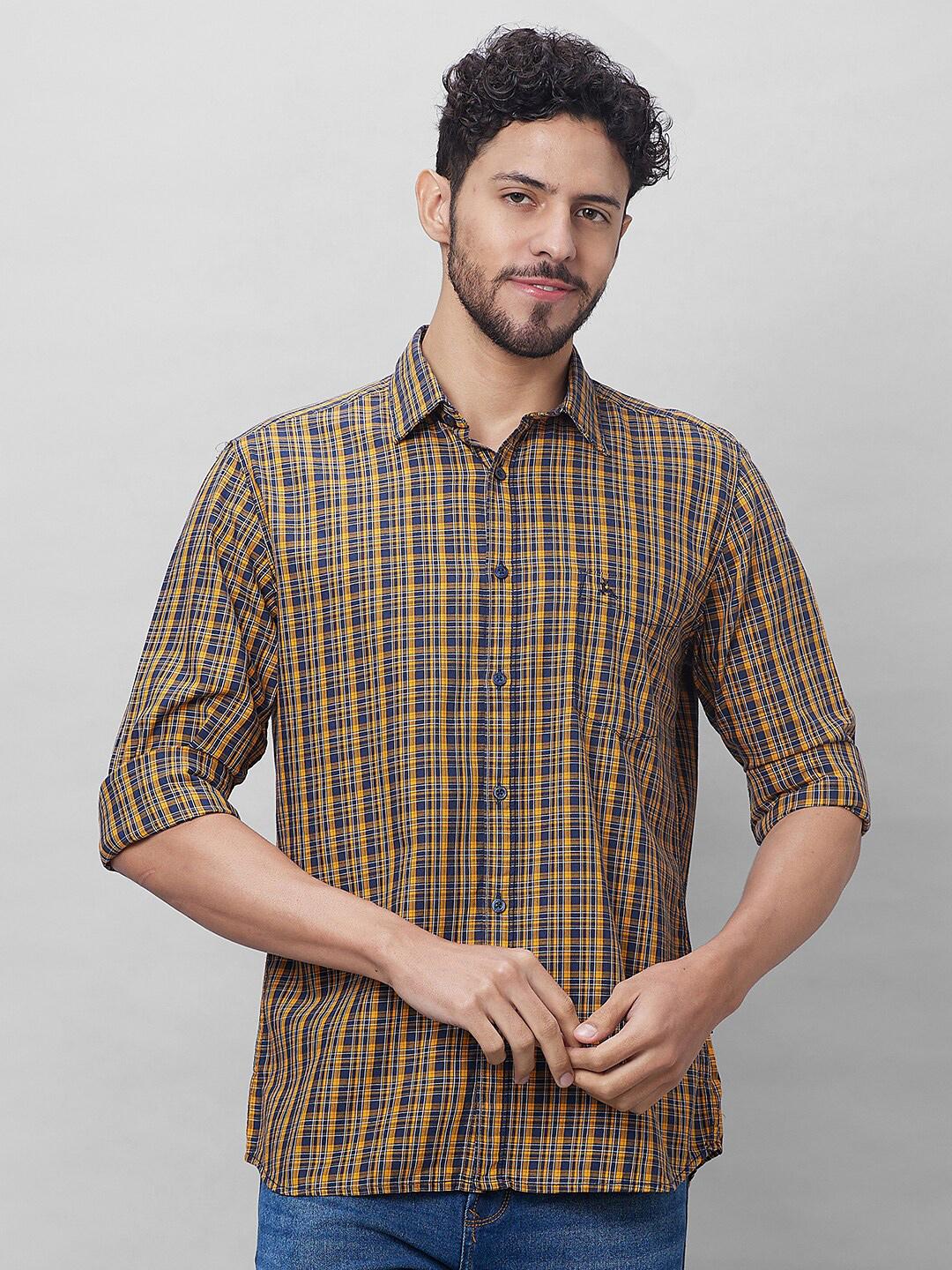 Buy Parx Tartan Checks Cotton Spread Collar Slim Fit Casual Shirt ...