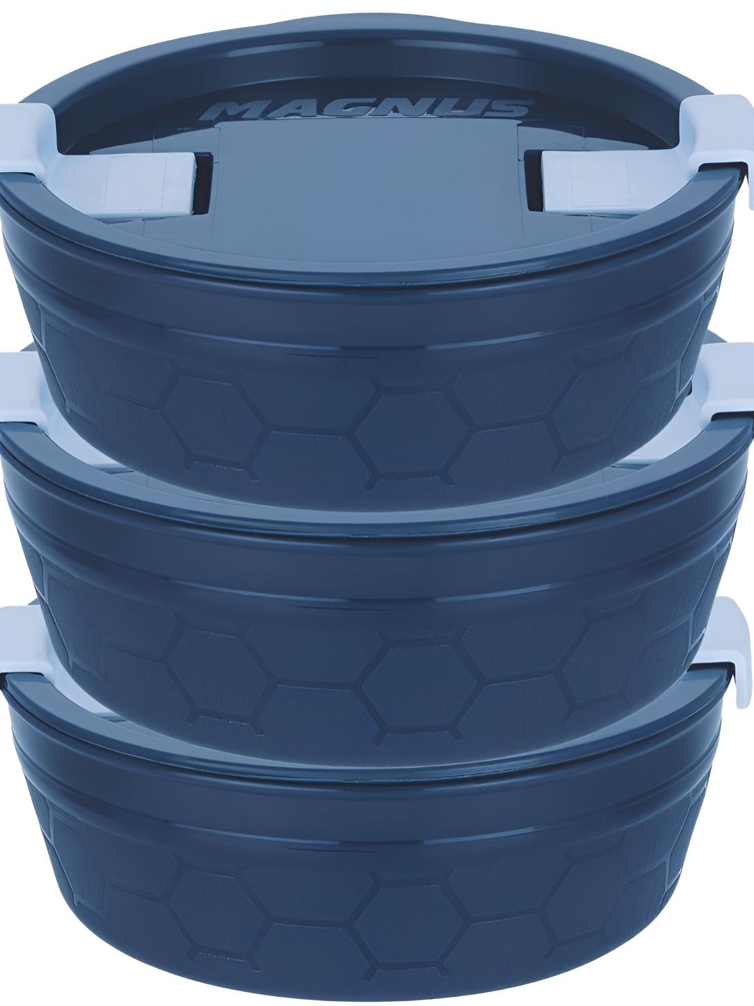 Buy MAGNUS Blue 3 Pcs Stainless Steel Dishwasher And Microwave Safe ...