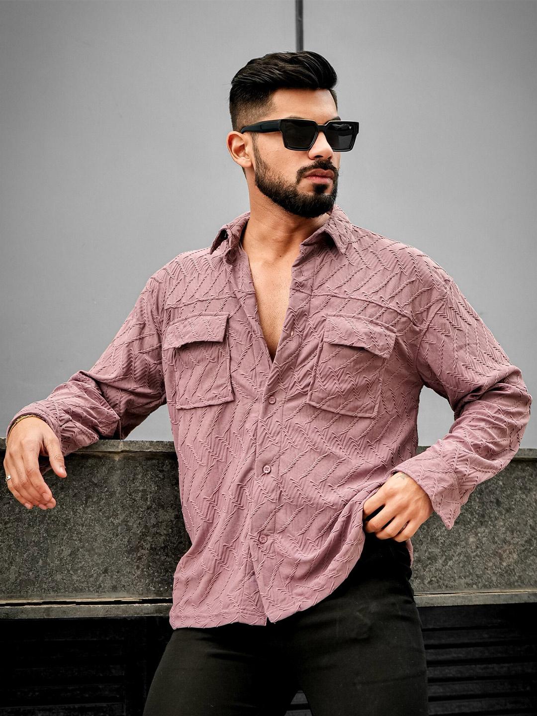 Buy Maniac Classic Horizontal Striped Spread Collar Cotton Casual Shirt ...