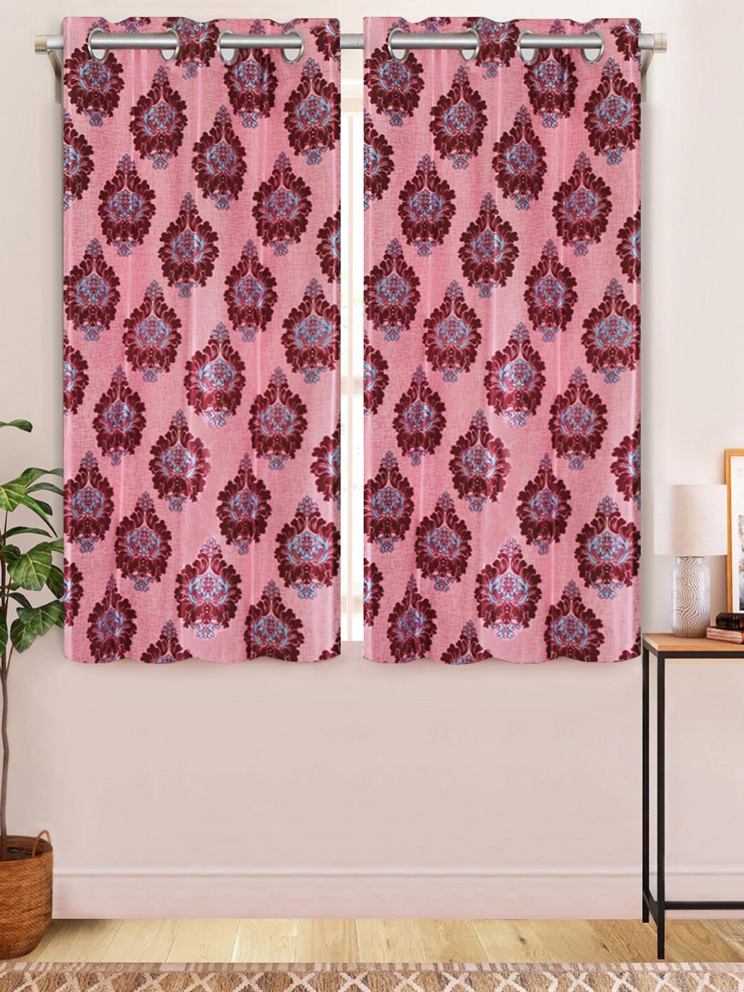 Buy Aura Pink & Blue 2 Pcs Ethnic Motifs Printed Window Curtain ...