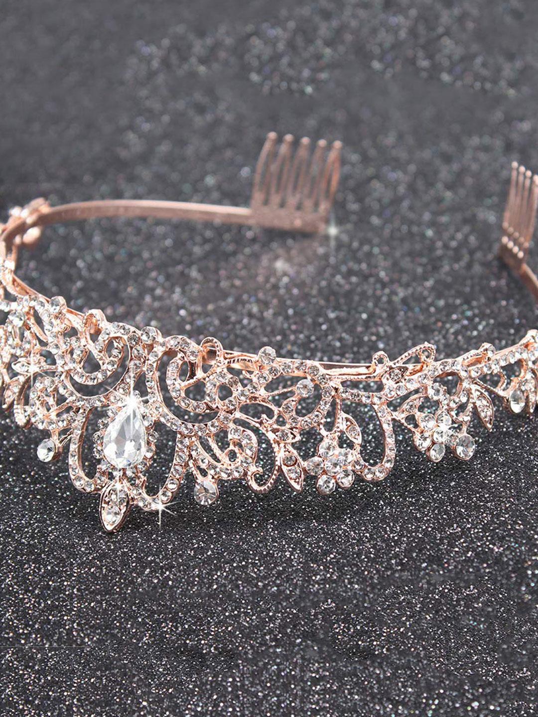 Buy Shining Diva Fashion Metal Embellished Tiara - Hair Accessory for ...