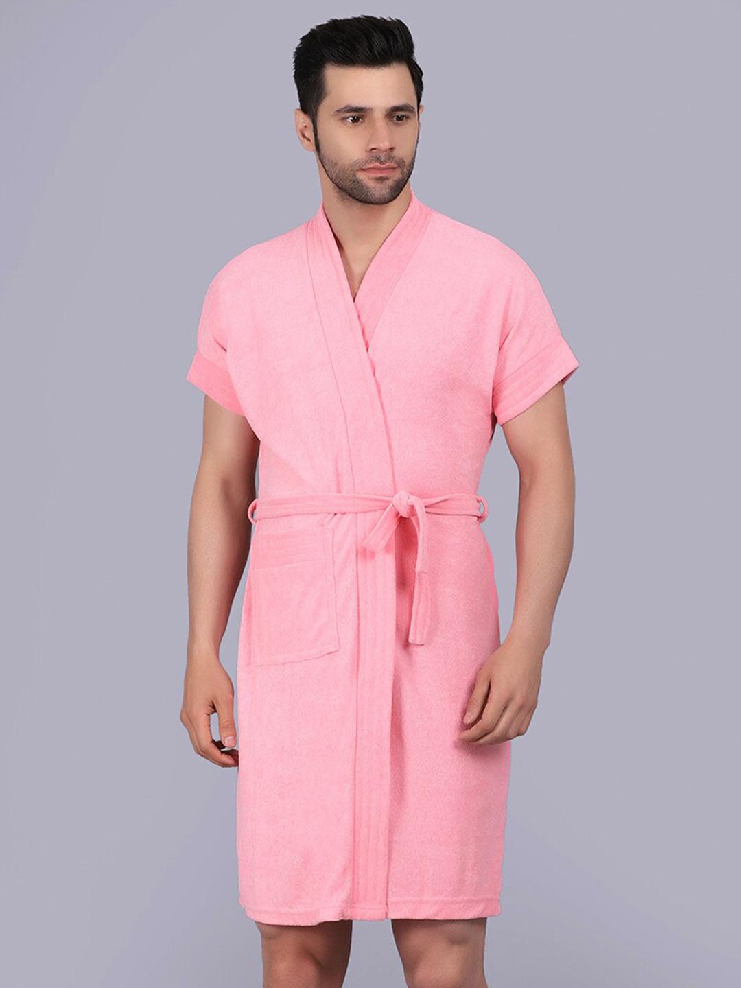 Buy POORAK Pink Solid Terrycloth Drawstring Mini Bath Robe - Bath Robe ...