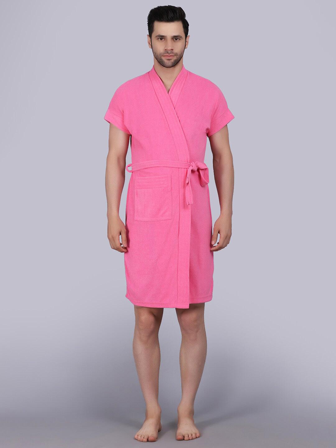Buy POORAK Pink Solid Terrycloth Drawstring Mini Bath Robe - Bath Robe ...