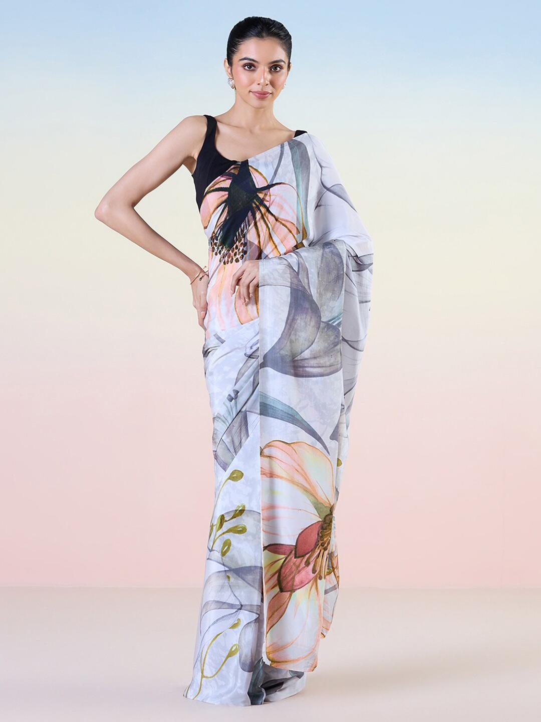 Buy Navyasa By Liva Floral Printed Liva Saree - Sarees for Women ...