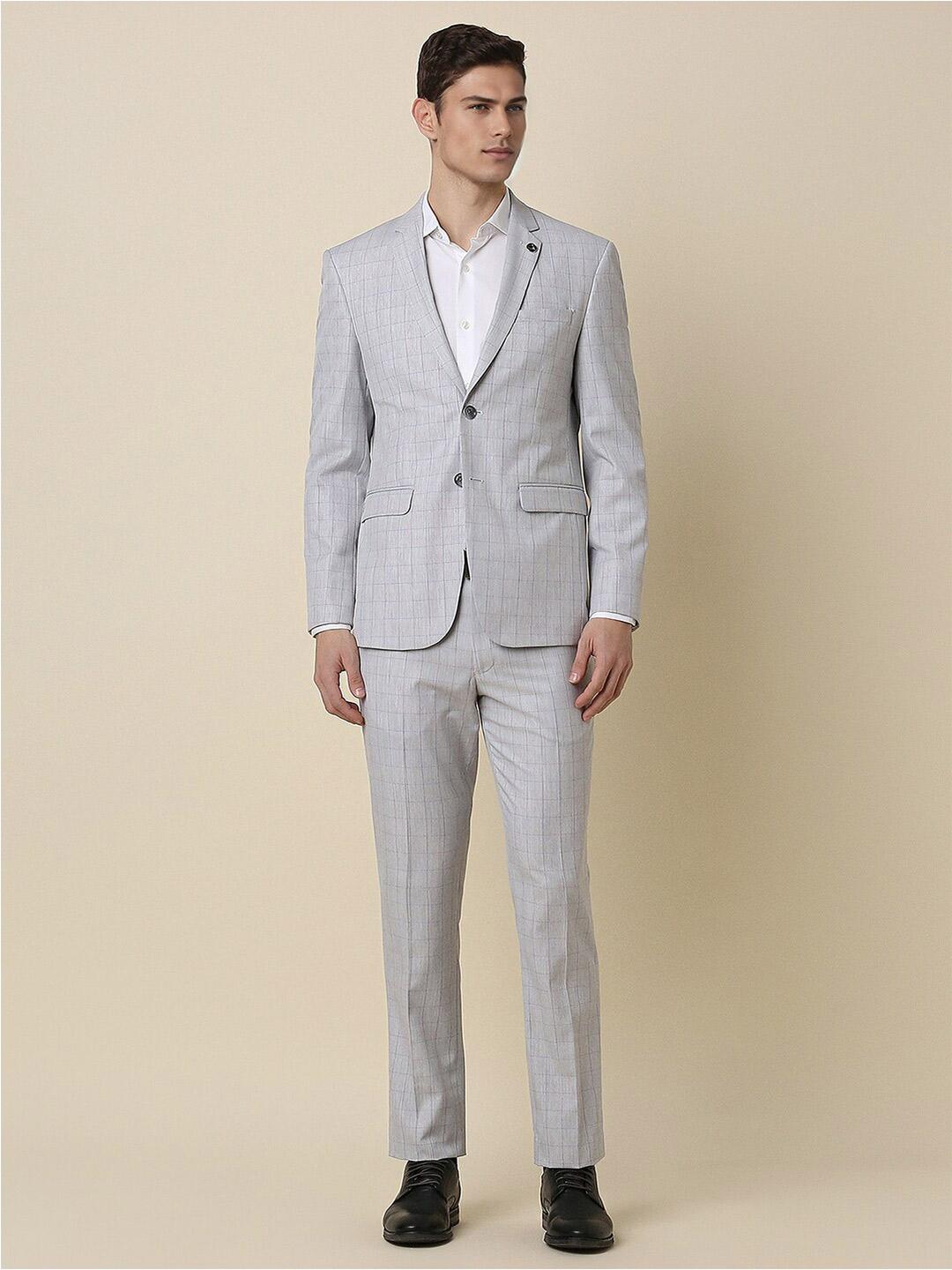 Buy Allen Solly Checked Slim Fit Single Breasted Two Piece Formal Suit ...