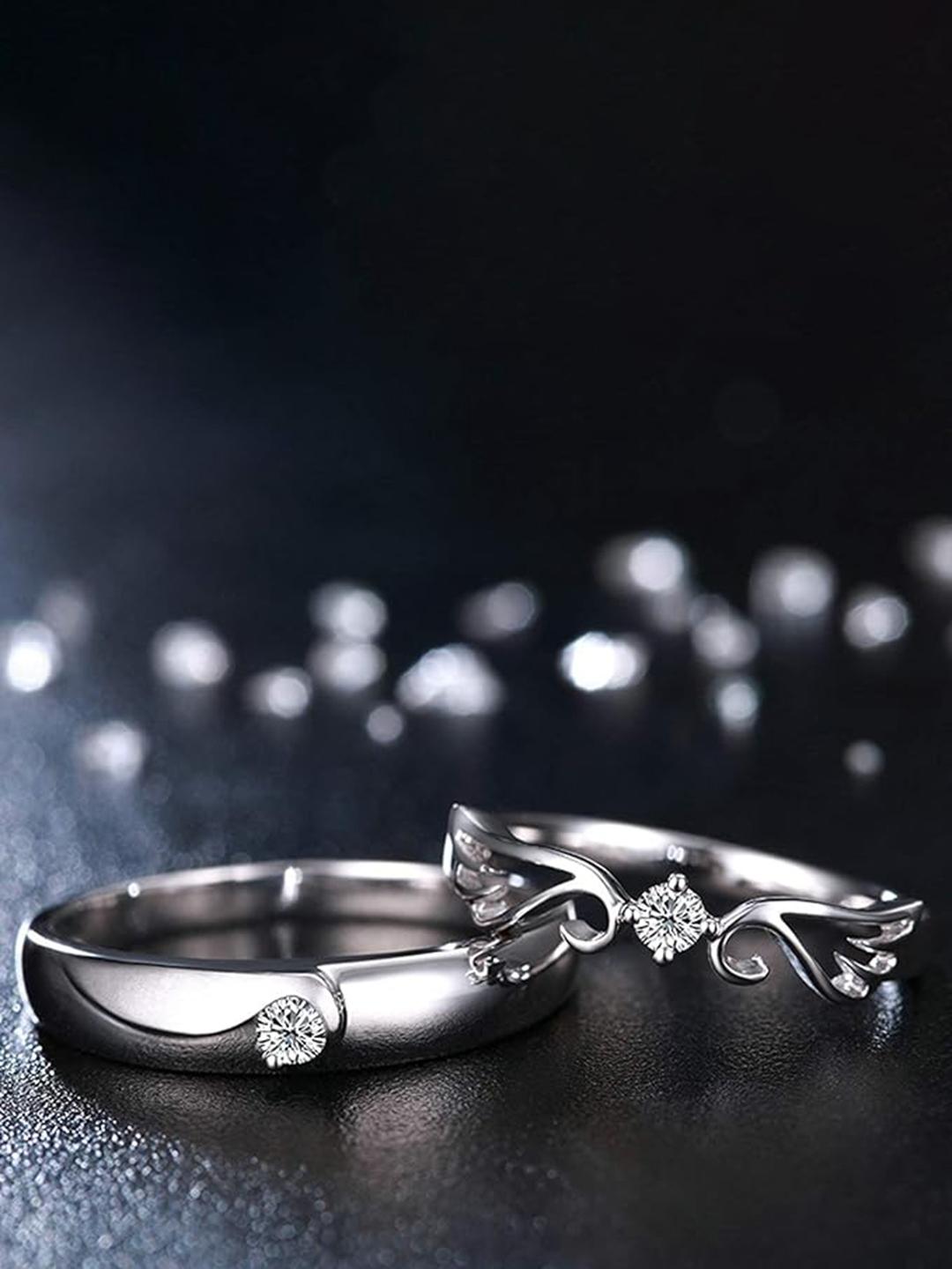 Buy KRYSTALZ Set Of 2 Silver Plated Cubic Zirconia Studded Couple ...