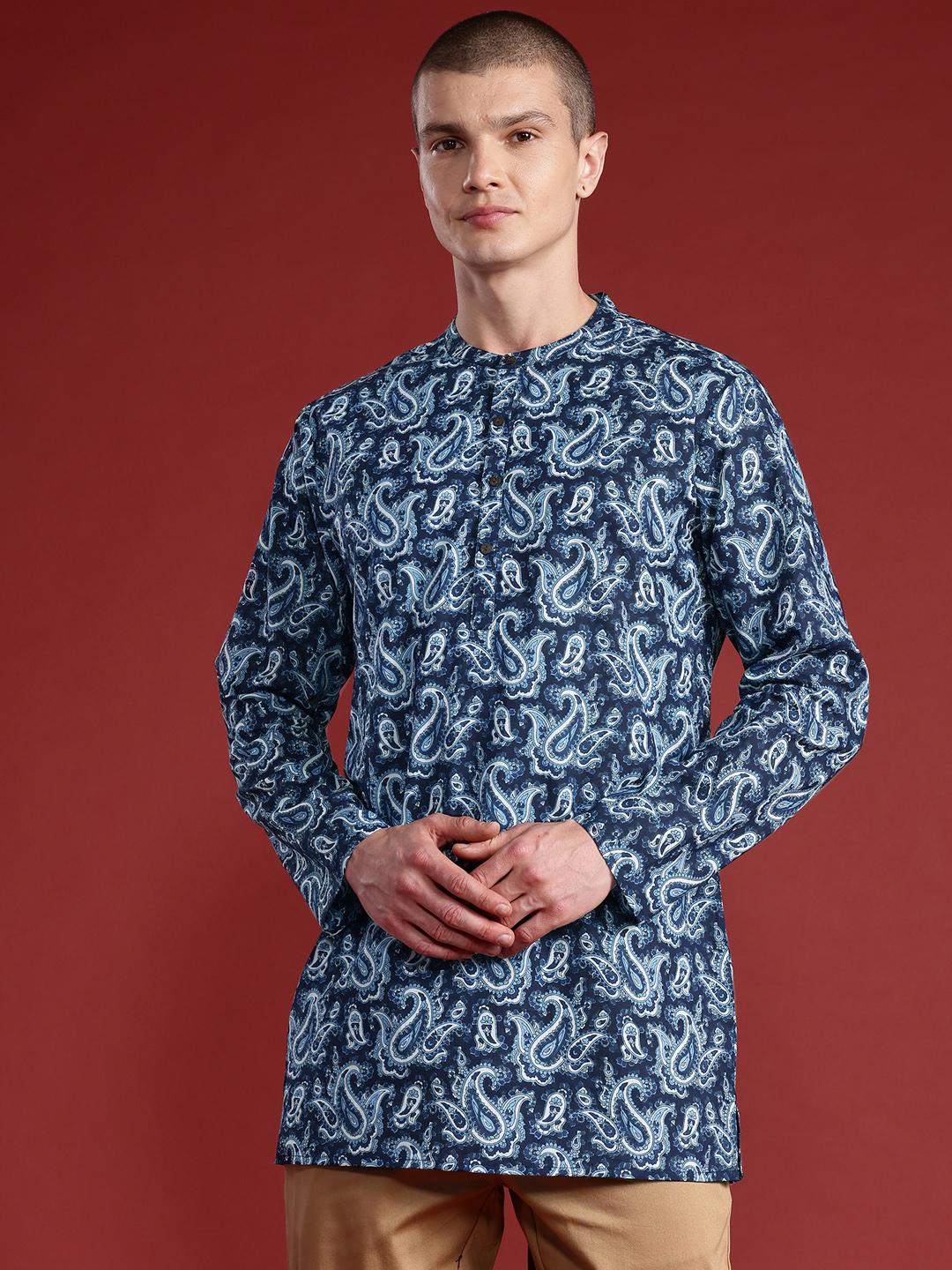 Buy Anouk Men Paisley Printed Pure Cotton Short Kurta - Kurtas for Men ...