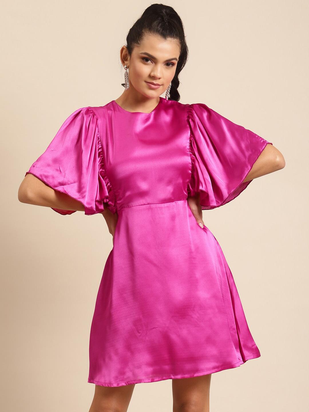 Buy DODO & MOA Flared Round Neck Opaque Fit & Flare Dress - Dresses for ...