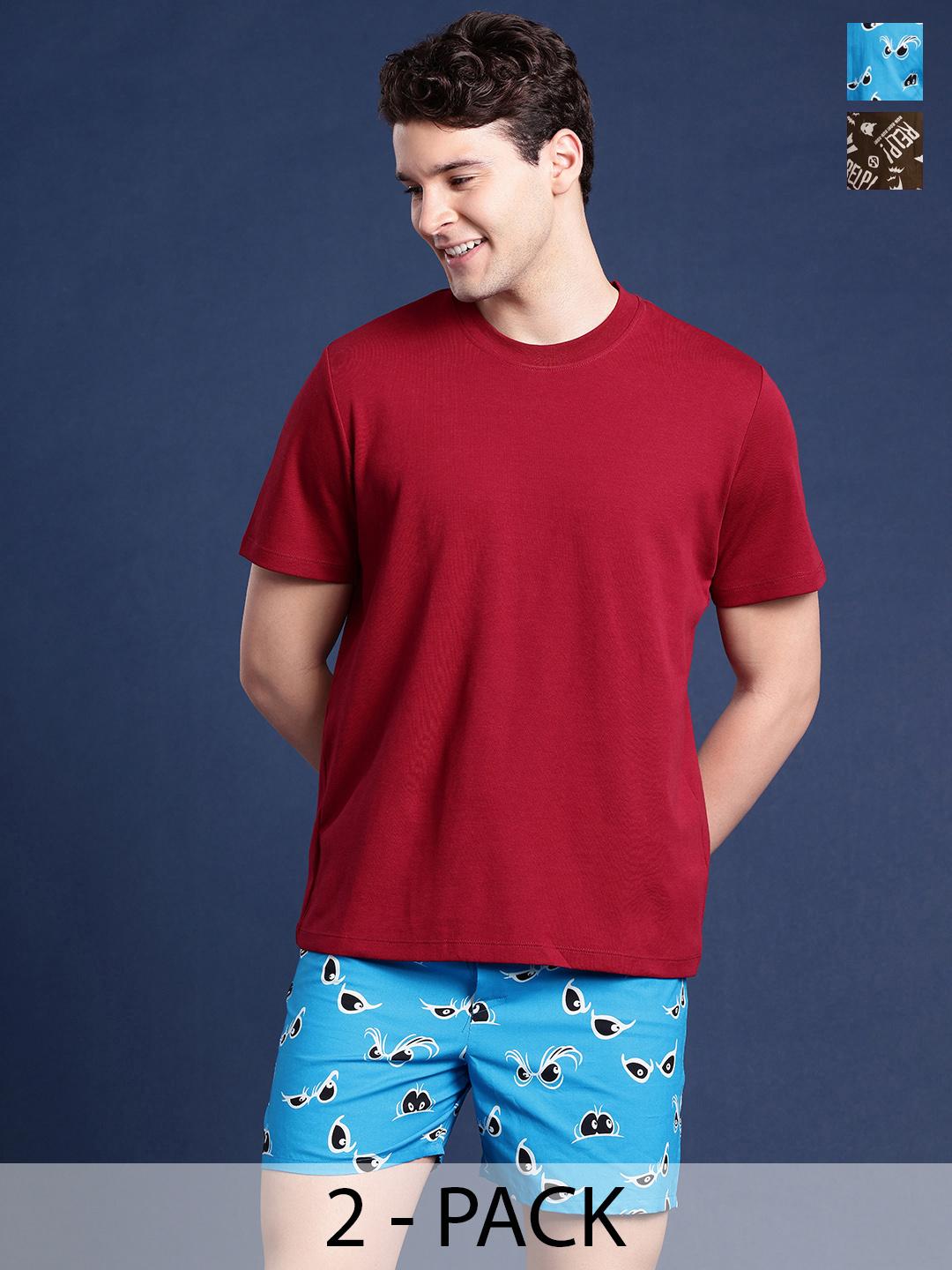 Buy Mast & Harbour Men Pack Of 2 Printed Assorted Pure Cotton Boxers M ...