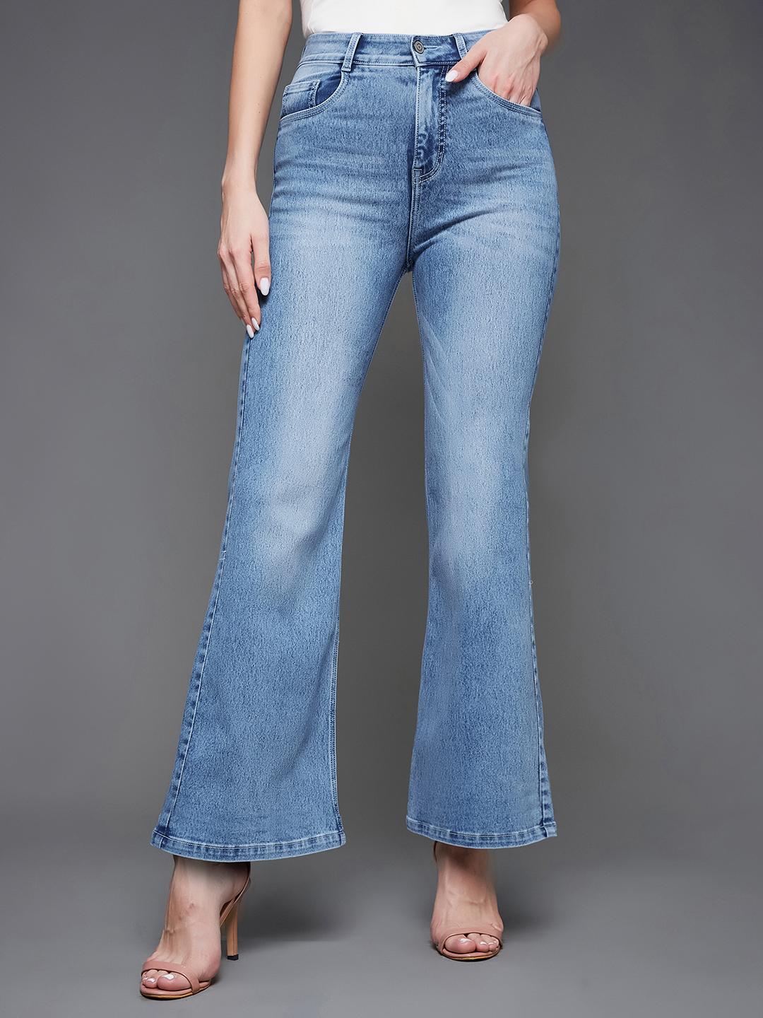 Buy Miss Chase Women Wide Leg Shaping High Rise Heavy Fade Stretchable ...