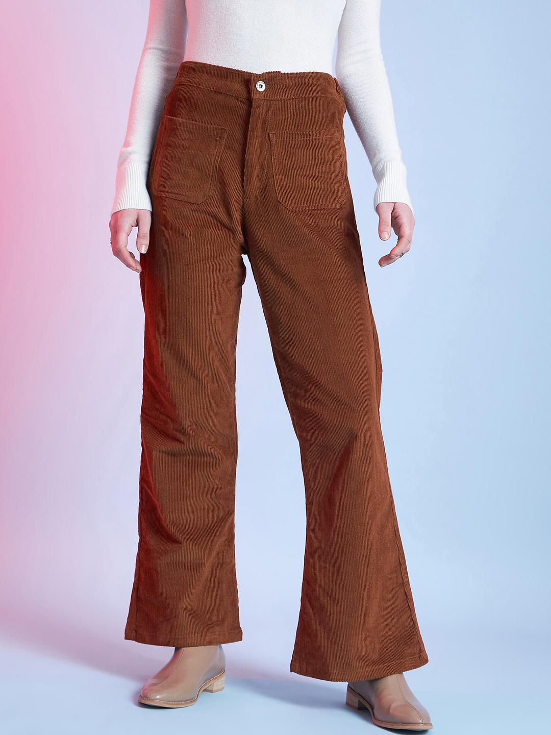 Buy STREET 9 Women Relaxed Pure Cotton Flared Trousers - Trousers for ...