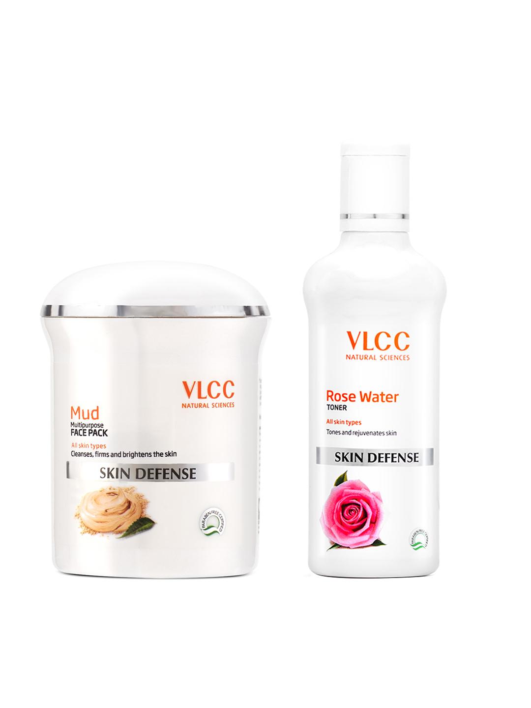 Buy VLCC Skin Defense Multipurpose Mud Face Pack 70g & Rose Water Toner ...