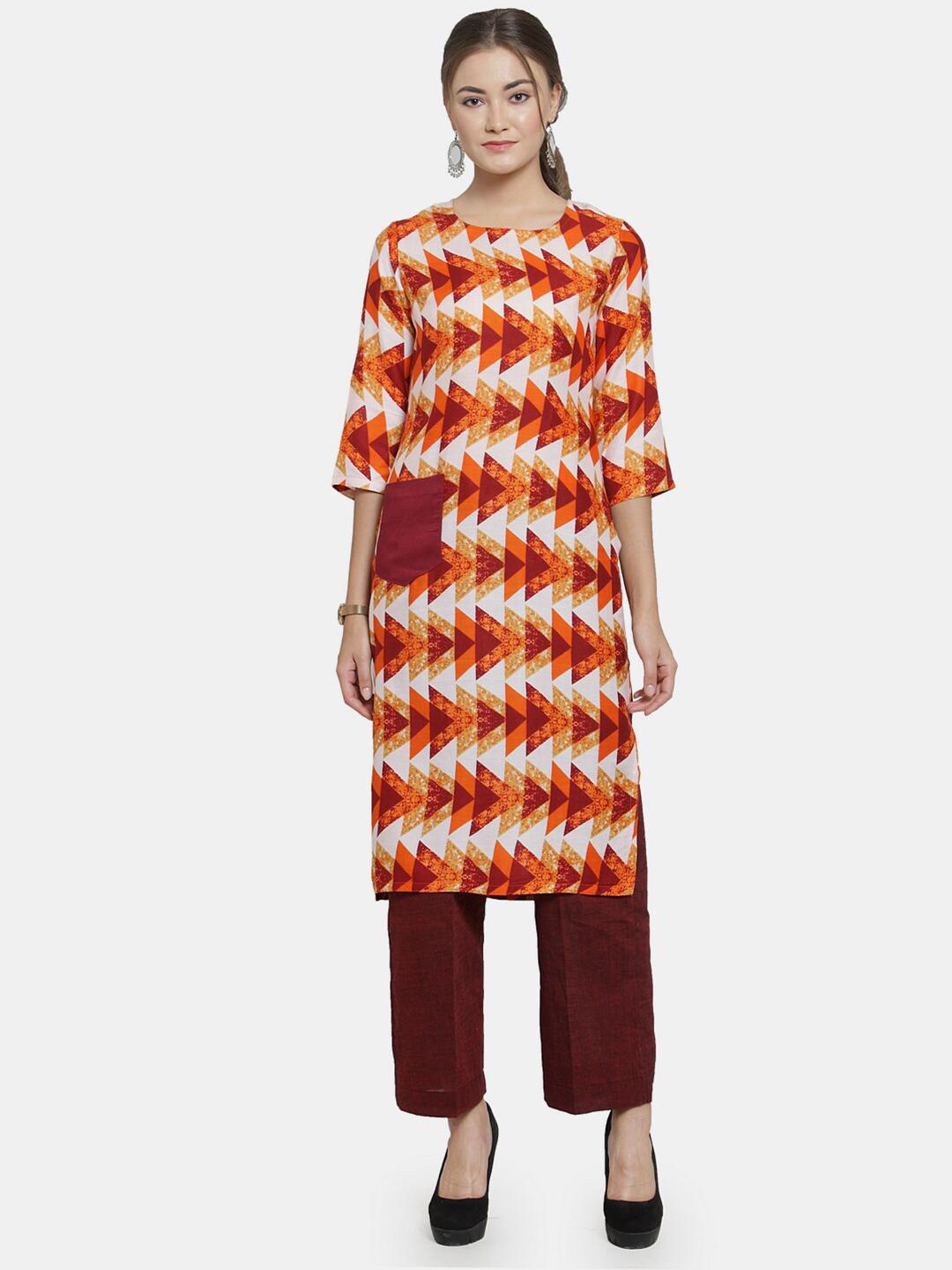 Buy Sayesha Round Neck Side Slits Dyed Kurta - Kurtas for Women ...