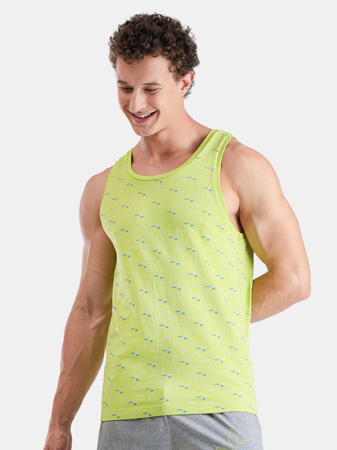 Buy FCUK Printed Cotton Antimicrobial Tank Vest HAC 01 GRN AOP ...