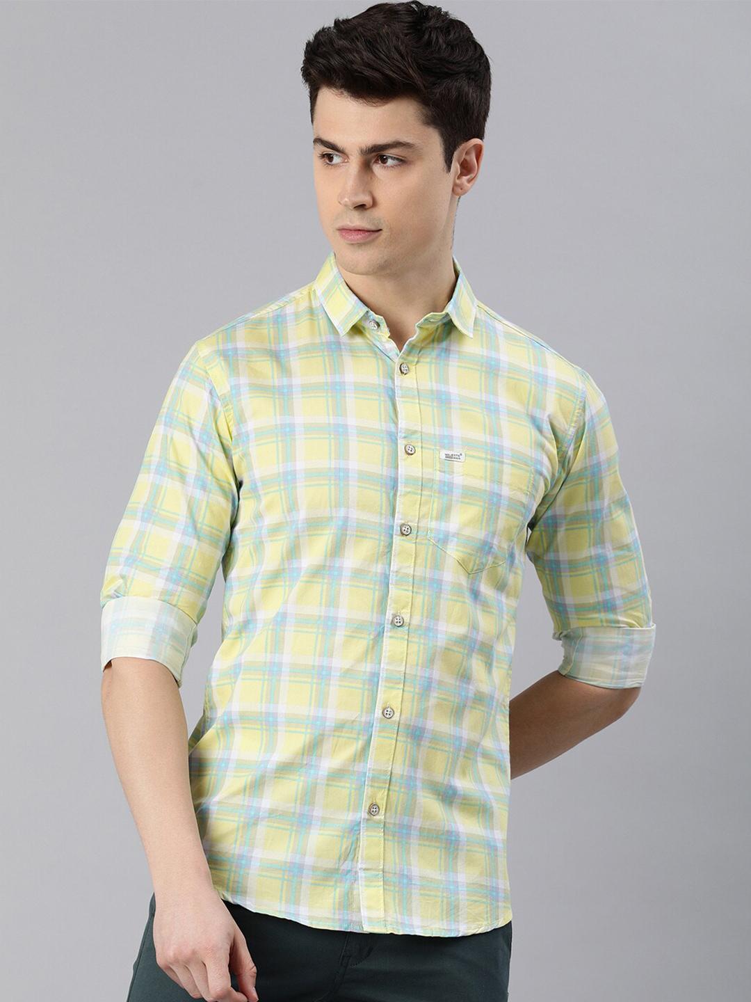 Buy Majestic Man Slim Fit Tartan Checked Cotton Casual Shirt - Shirts ...