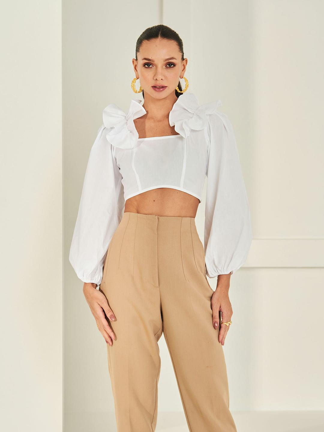 Buy By The Bay Square Neck Ruffles Cotton Opaque Casual Top - Tops for ...