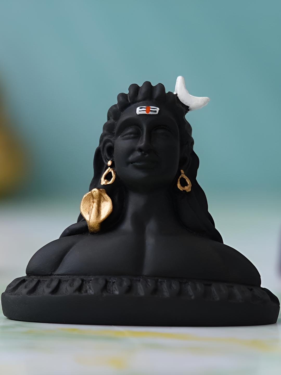 Buy TECHEL Adiyogi Lord Shiva Black Polyresin Matte Prayer Room Hand ...