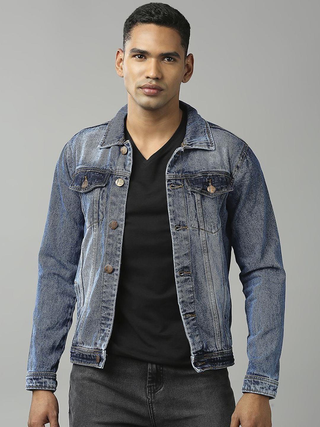 Buy High Star Washed Spread Collar Long Sleeves Denim Jacket - Jackets ...