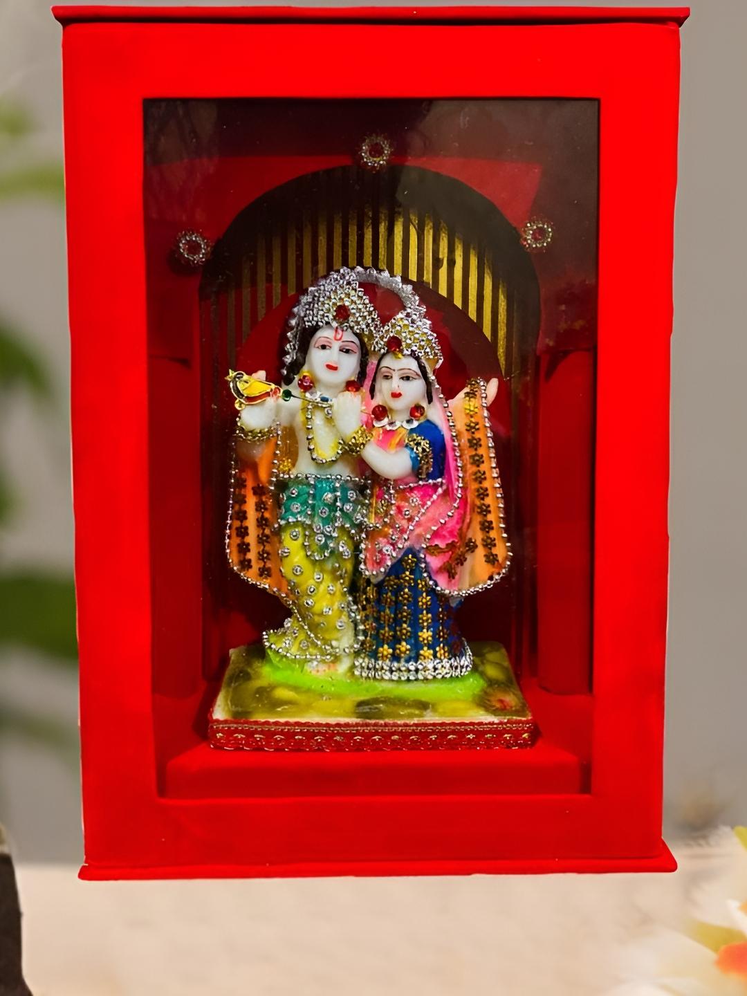 Buy Krishnagallery1 Red & Yellow Radha Krishna Murti Showpiece ...